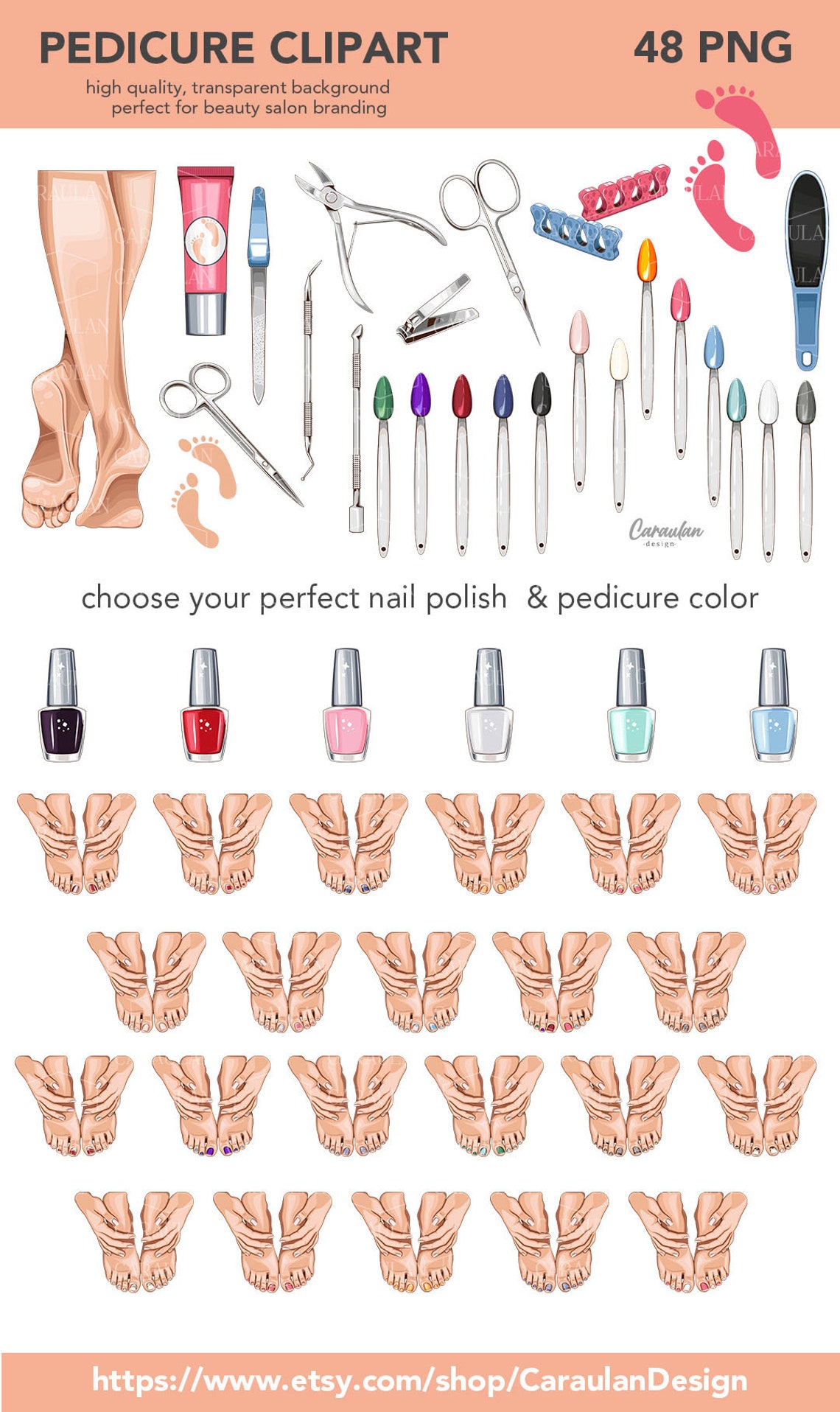 Nails Clipart Pedicure Clipart Nail Tech Logo Nail Salon - Etsy