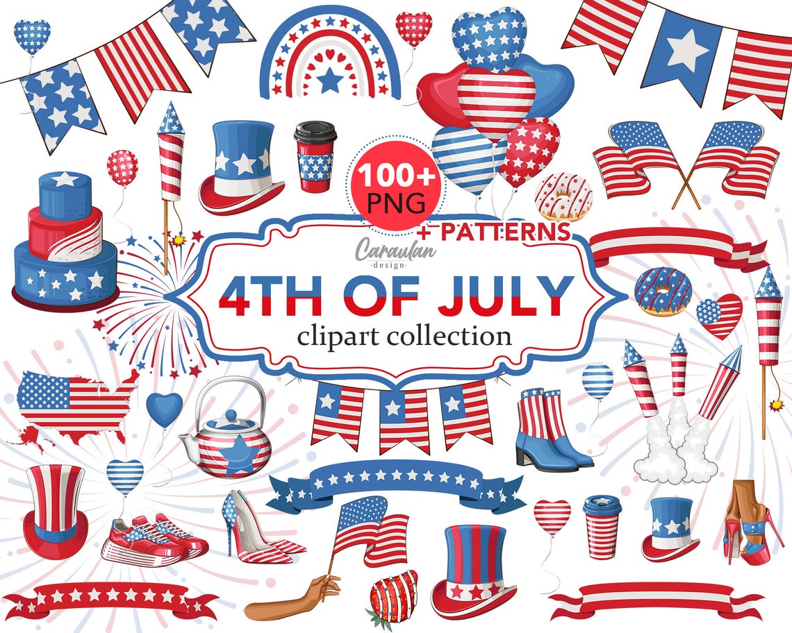 4th of July Clipart, Independence Day Clipart, Patriotic Clipart ...