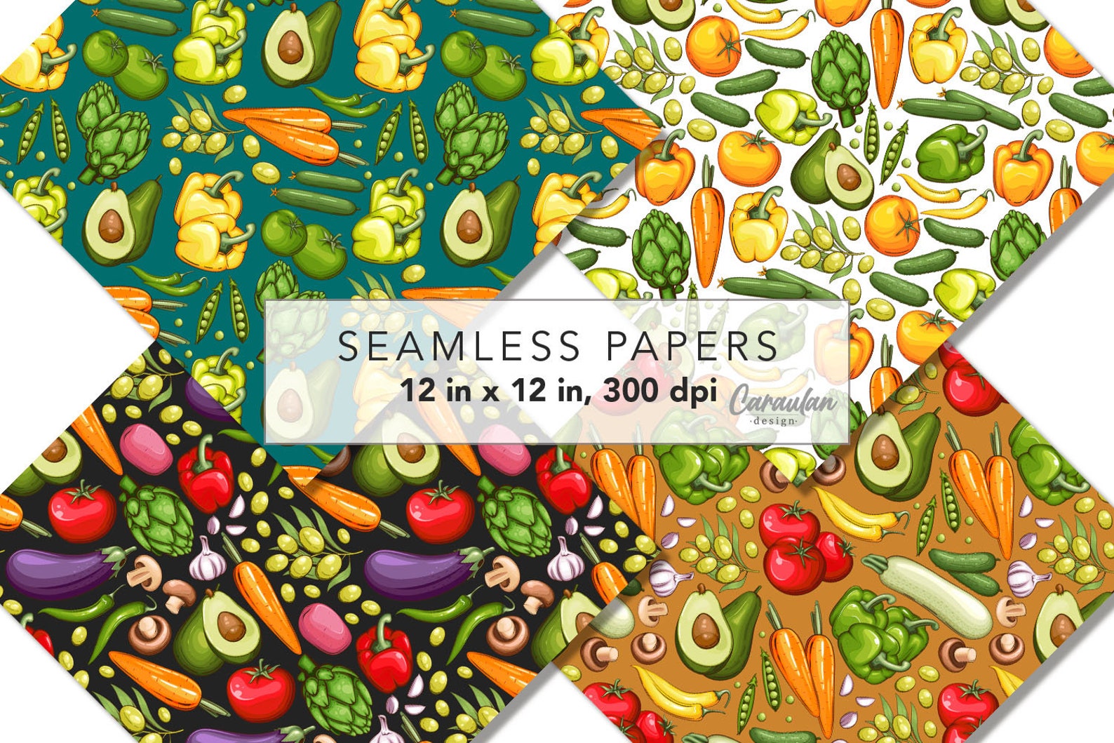 Vegetables Digital Paper, Veggies Papers, Farmers Scrapbook Paper ...