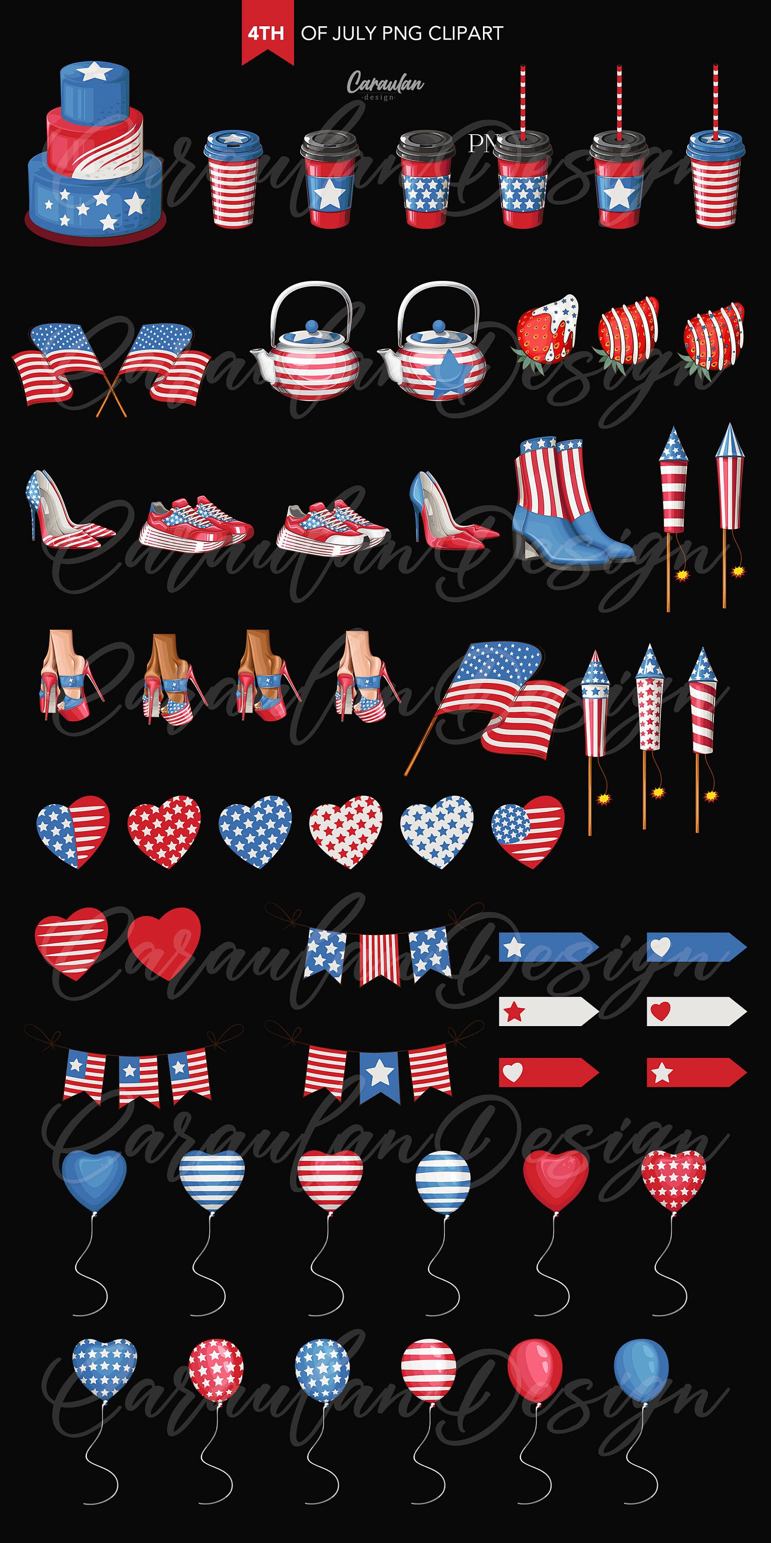 4th of July Clipart, Independence Day Clipart, Patriotic Clipart ...