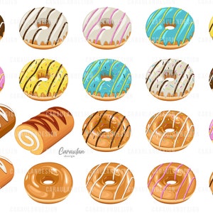 Donuts Clipart, Donuts PNG, Frosted Doughnut, Digital Illustration ...