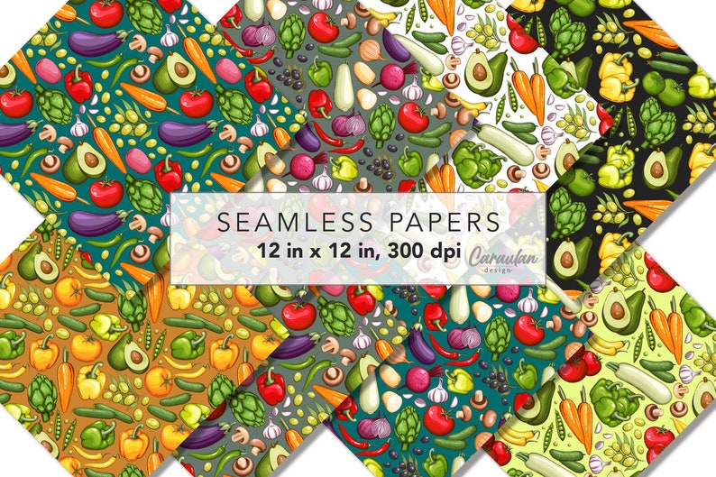Vegetables Digital Paper, Veggies Papers, Farmers Scrapbook Paper ...