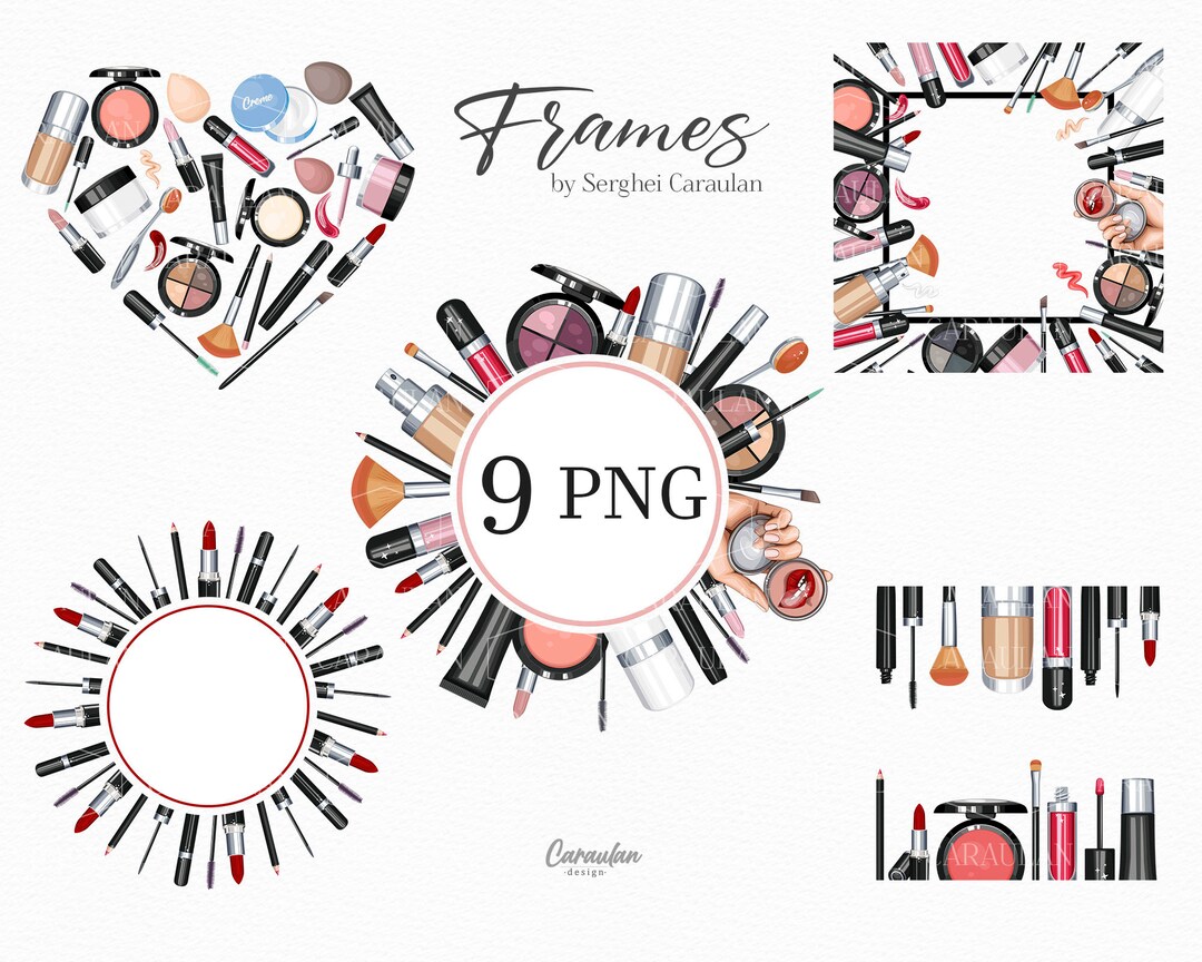 Makeup Clipart, Makeup Borders, Makeup Frames, Cosmetics Illustration ...