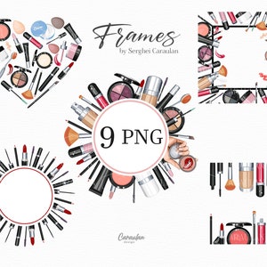 Makeup Clipart, Makeup Borders, Makeup Frames, Cosmetics Illustration ...