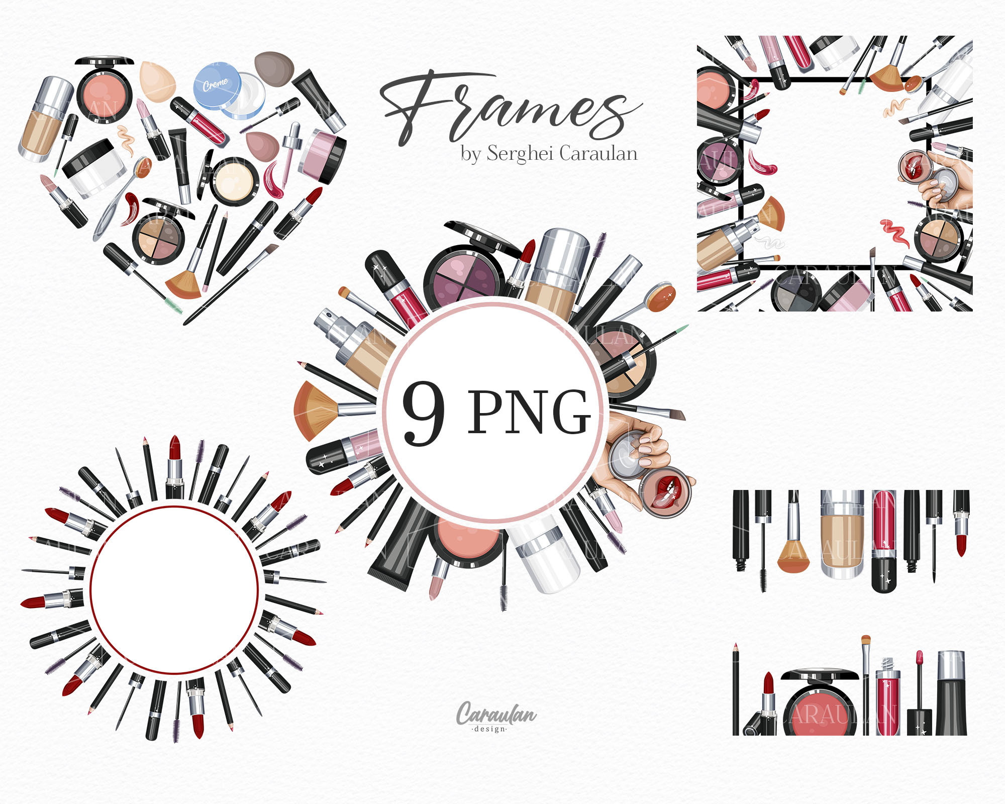 Makeup Clipart, Makeup Borders, Makeup Frames, Cosmetics Illustration ...