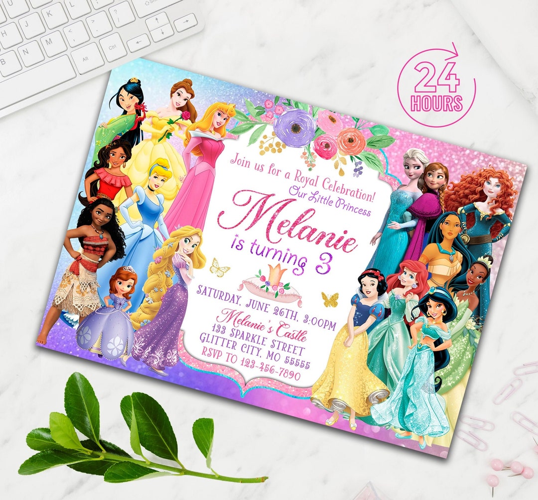Princess Invitation, Princess Birthday Invitation, Princesses ...