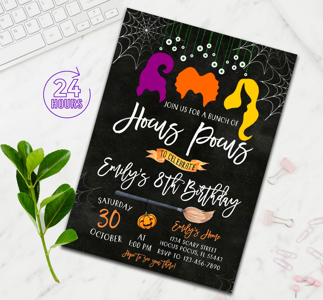 Hocus Pocus Birthday Invitation Any Age Halloween Birthday - Etsy