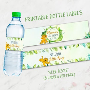 Lion King Water Bottle Labels, Simba Baby Shower Bottle Label, Baby ...