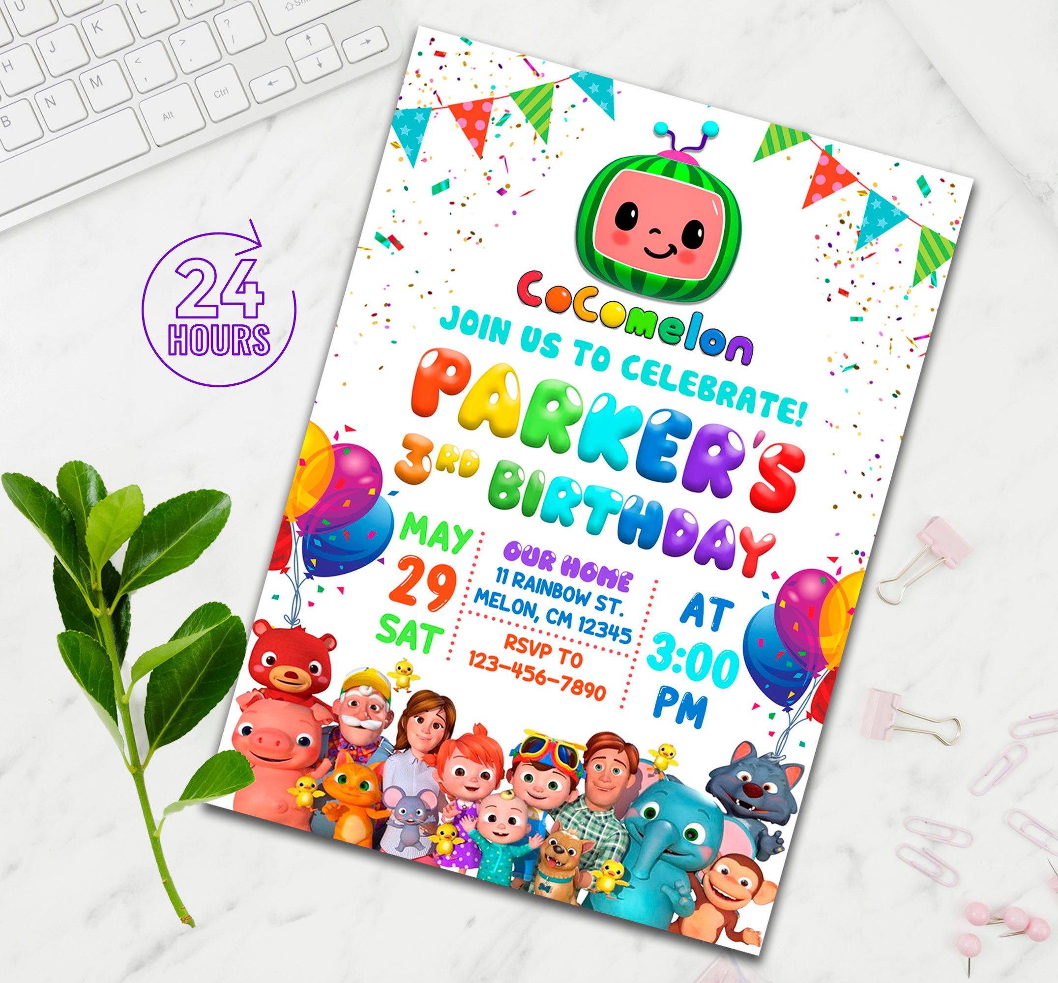 Cocomelon Birthday Invitation For Girl