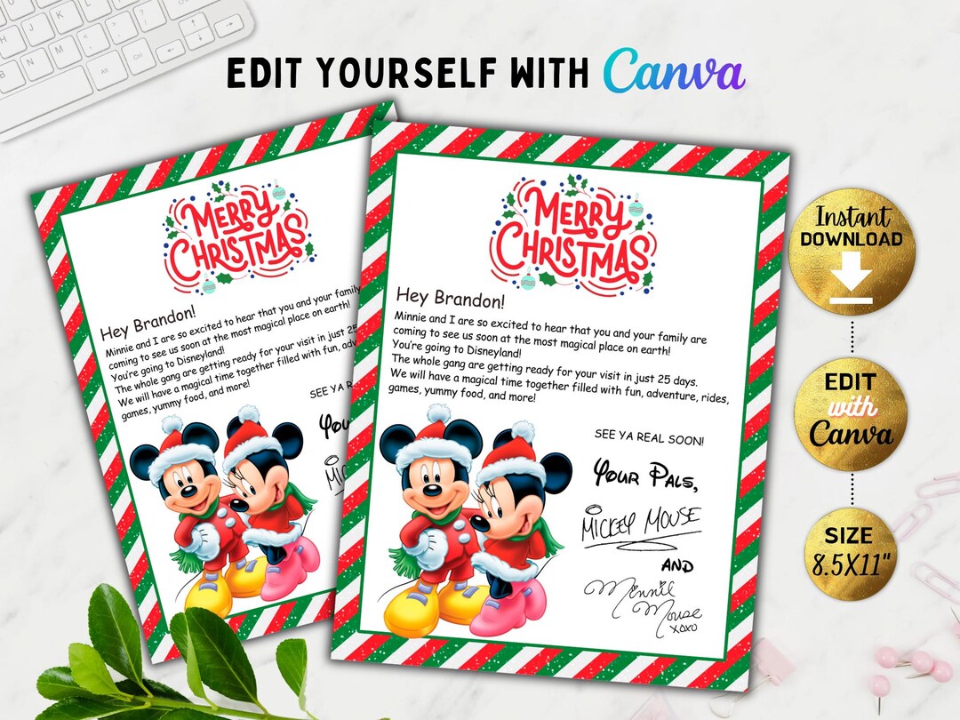 Editable Christmas Surprise Theme Park Trip Letter, Mouse World ...