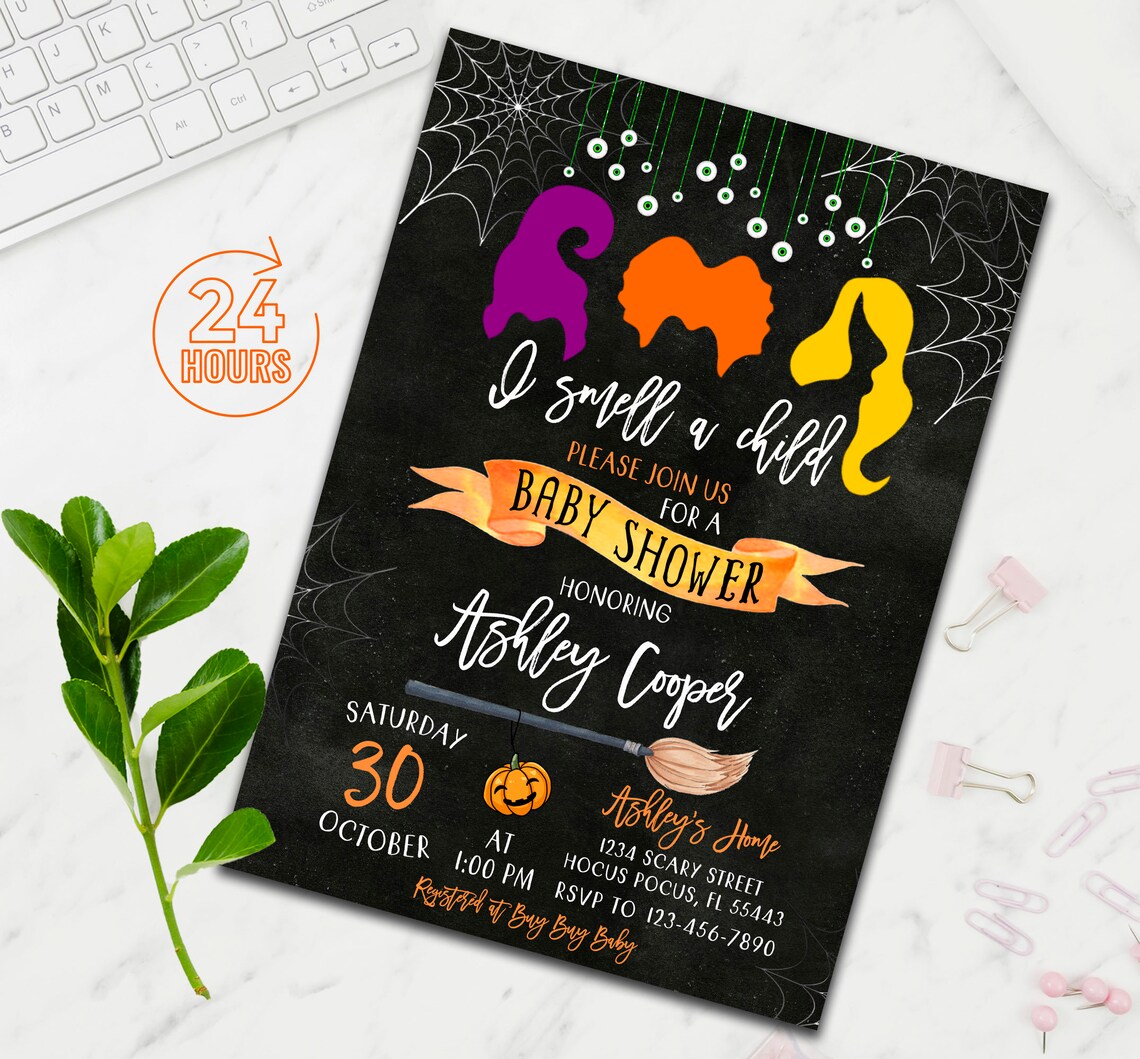 Hocus Pocus Baby Shower Invitation Halloween Invitation I | Etsy