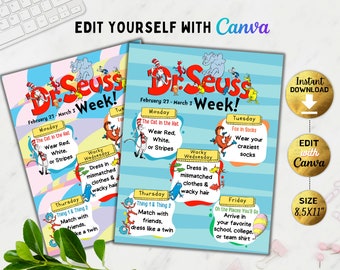 School Spirit Week Schedule, Reading Across America, School Pto ...