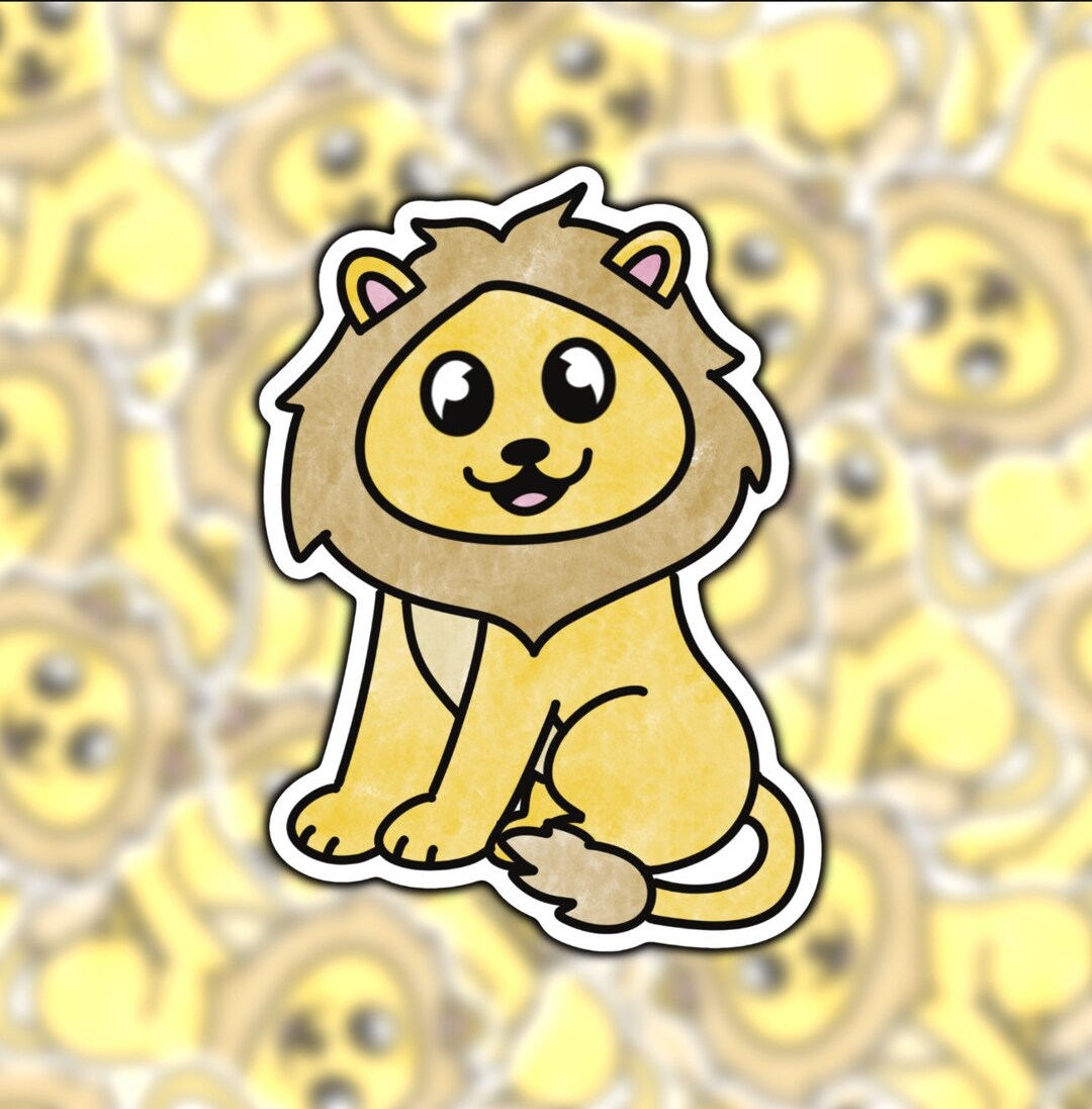 Cute Lion Sticker, Decal, Watercolor, Cartoon, Gift for Animal Lover ...