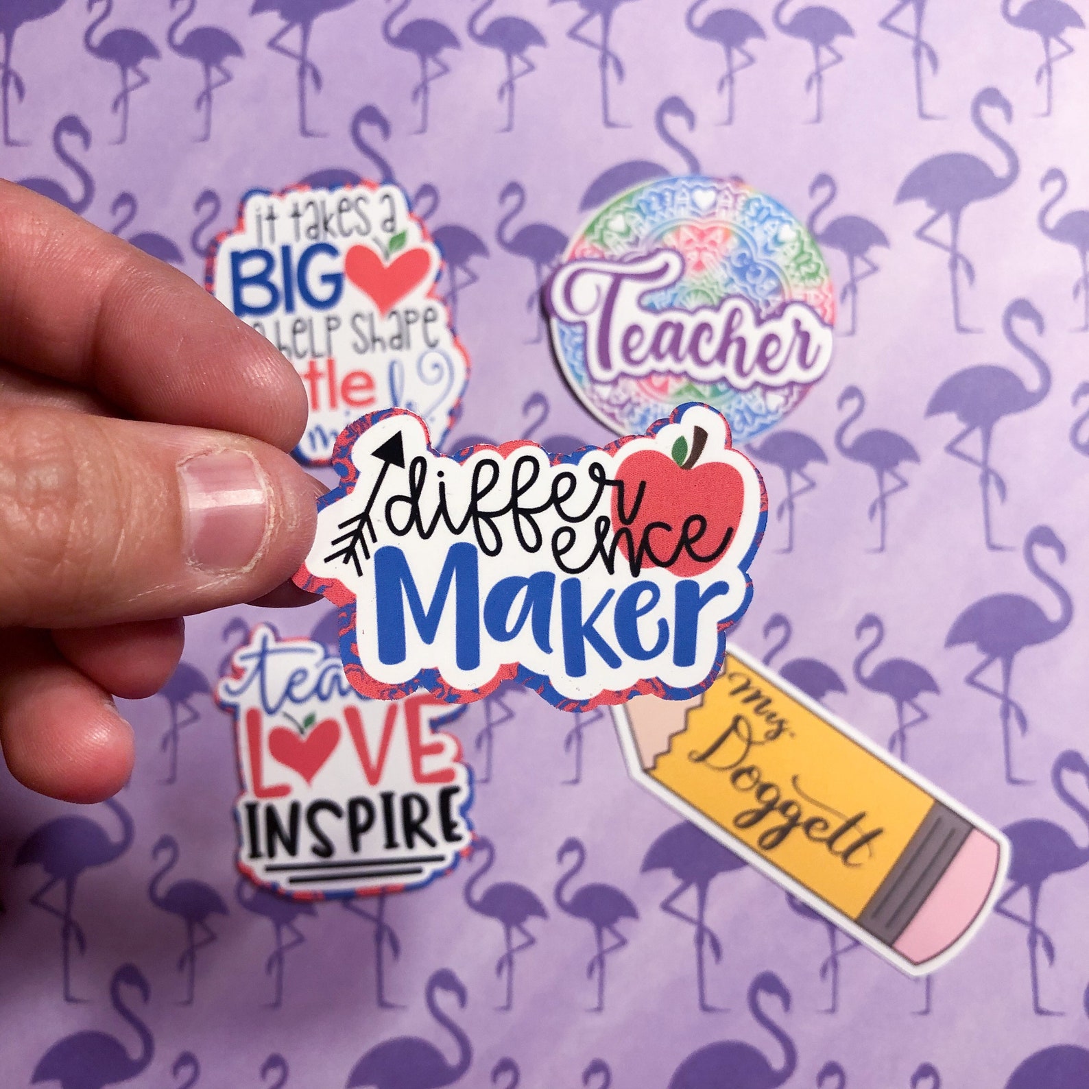 Teacher Sticker Bundle, Personalized Name Sticker, Teacher Christmas ...