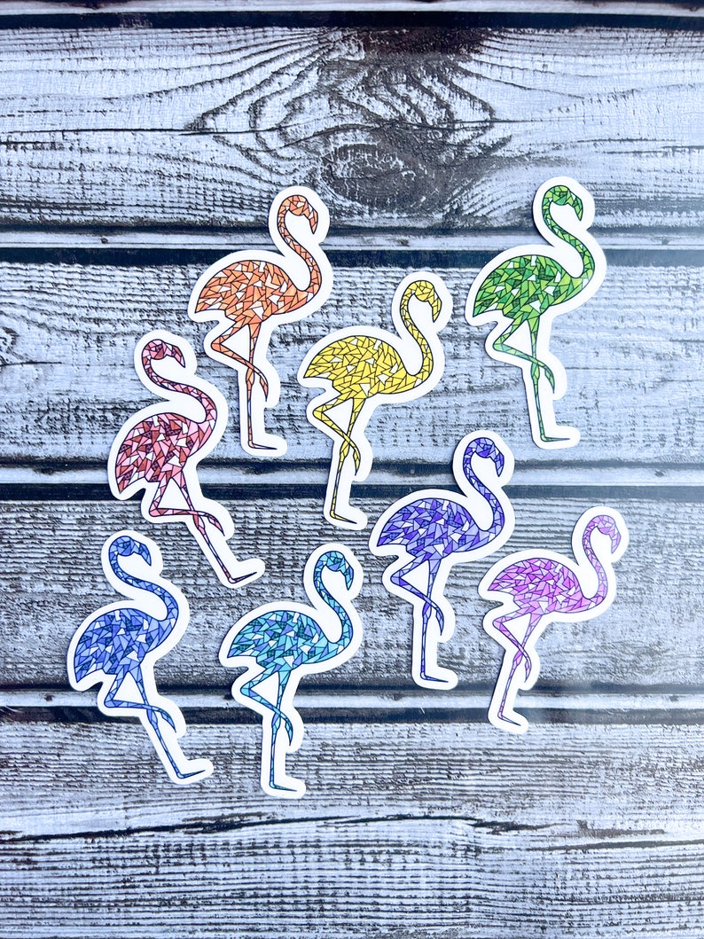 Flamingo Sticker Colorful Water Bottle Laptop Decal - Etsy