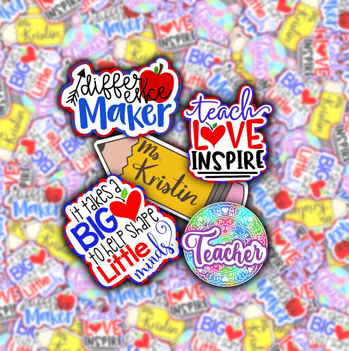 Teacher Sticker Bundle, Personalized Name Sticker, Teacher Christmas ...