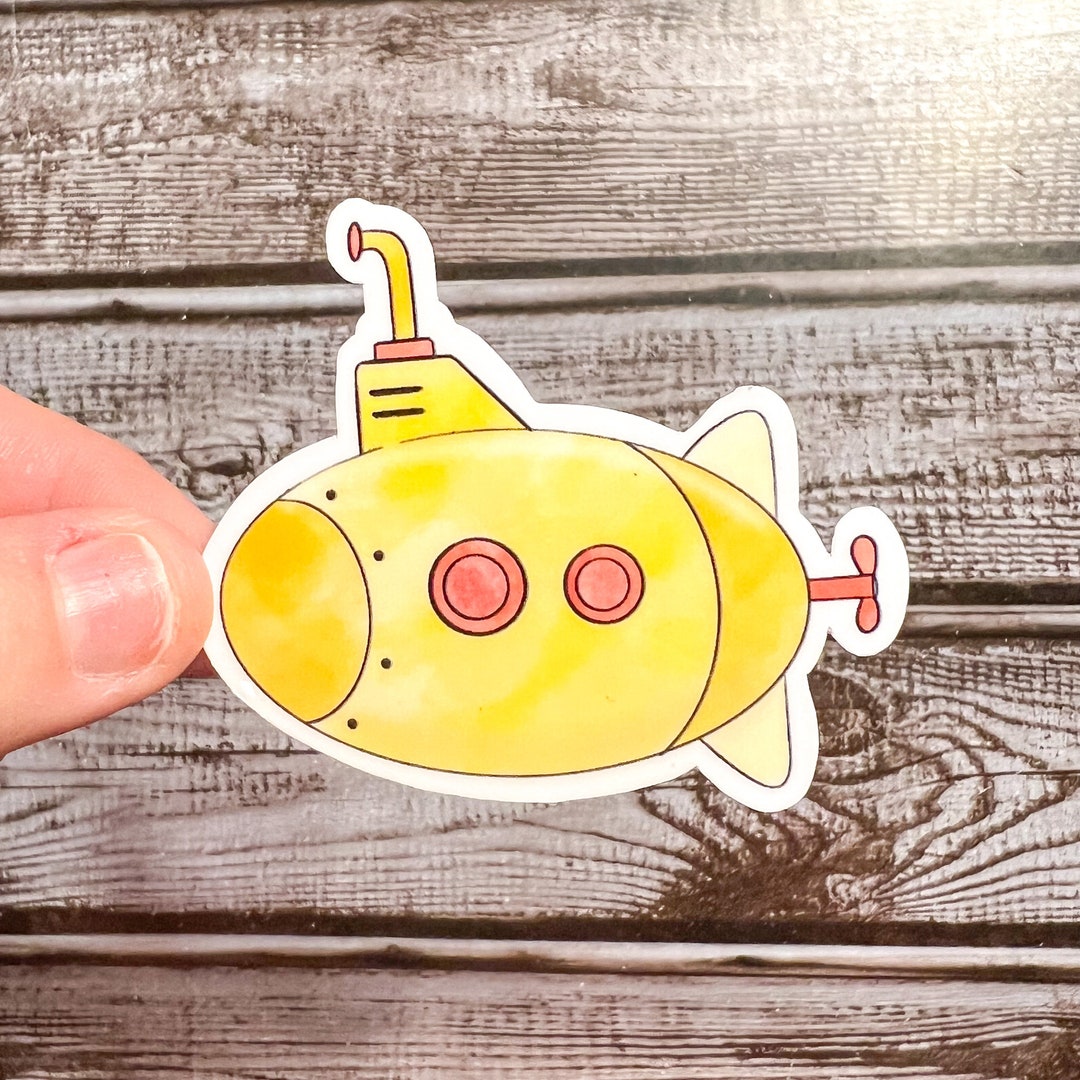Yellow Submarine Sticker, Retro Music, Decal, Laptop, Water Bottle ...
