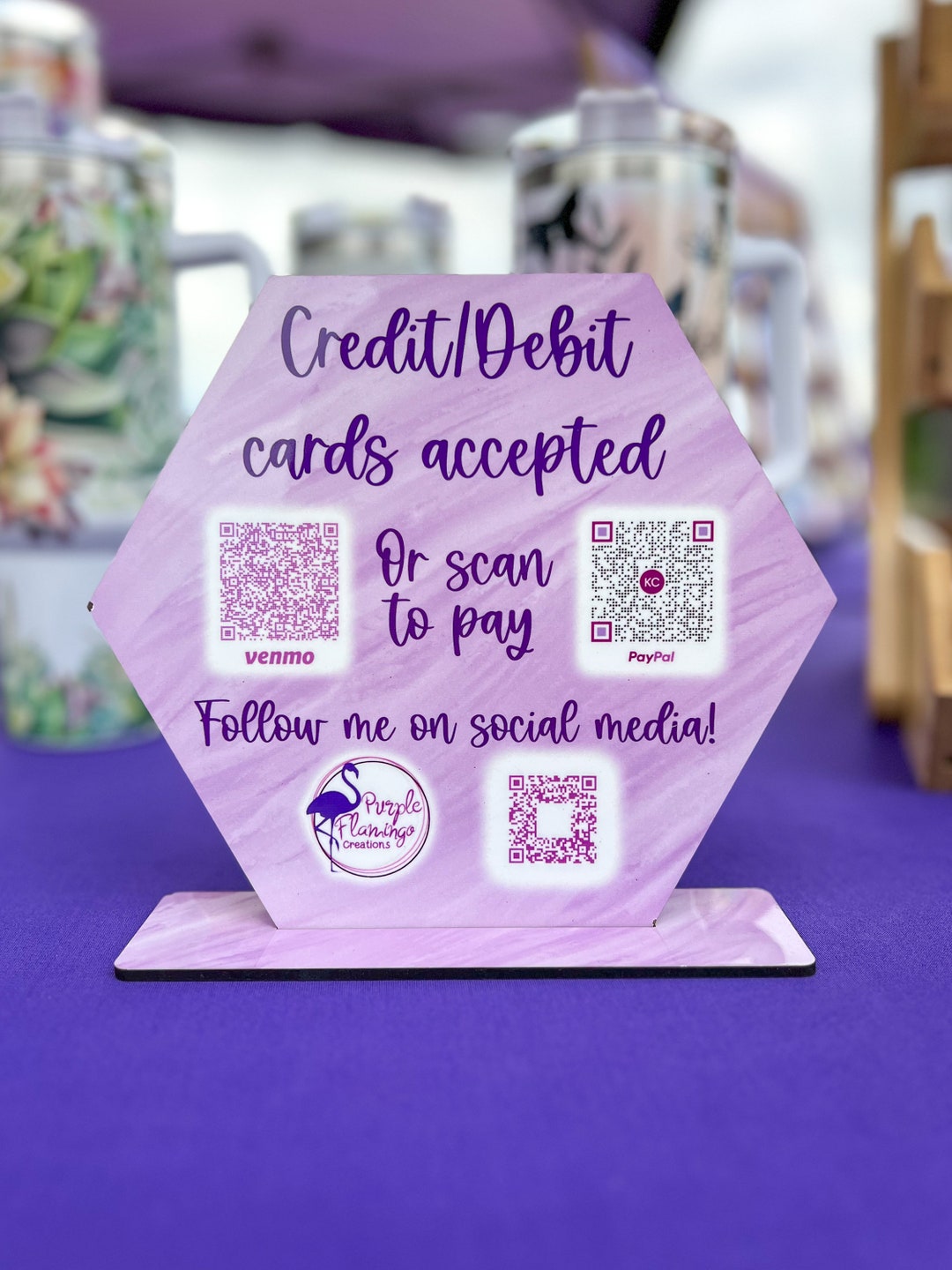Custom Payment Sign, Logo, Craft Fair, QR Code, Social, Personalized ...
