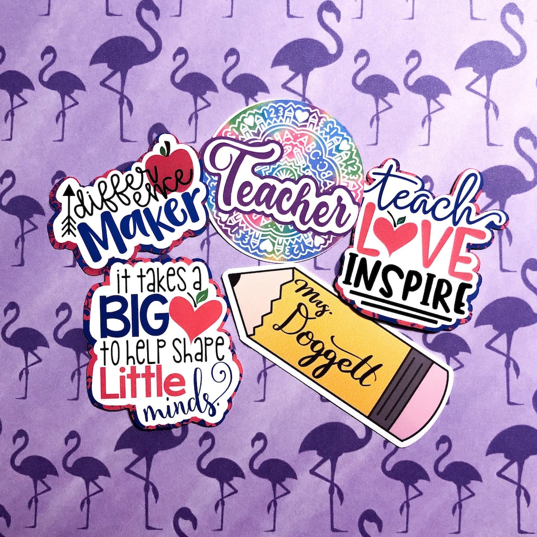 Teacher Sticker Bundle, Personalized Name Sticker, Teacher Christmas ...