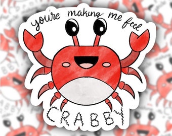 CRABBY BUT CUTE Vinyl Decal Sticker Funny Pun, Laptop Decal, Gift ...