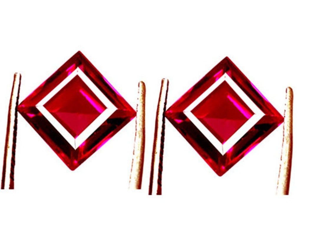 Pair of Natural Ruby Square Radiant Cut Faceted 9 Cts Each Red Ruby ...