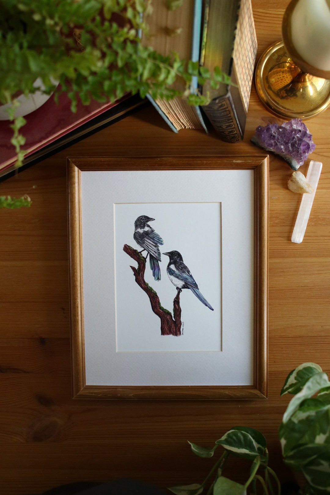 Magpies // 5x7 , 8x10 Art Print, Bird Wall Art, Bird Lover Gift, Cozy ...