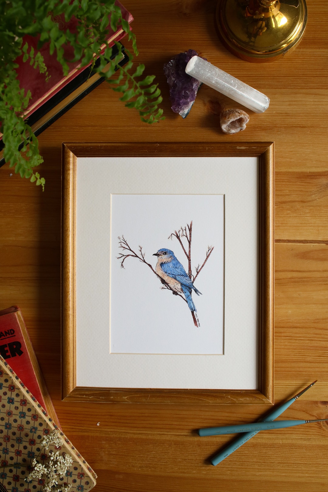 Blue Bird // 5x7 / 8x10, Art Print, Gift for Bird Lover, Birder Art ...