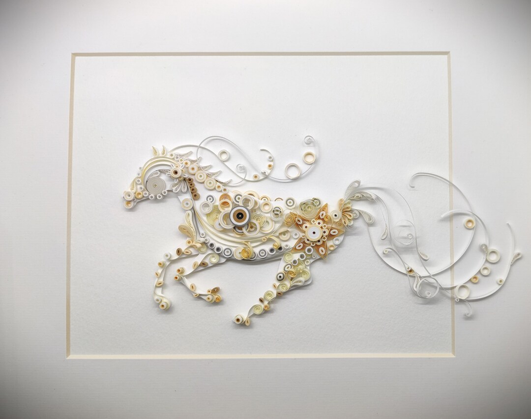 Elegance in Motion - Quilled Horse Artwork With Evil Eye, Crystal ...