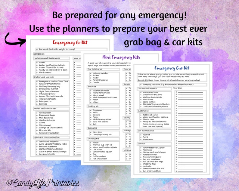 Printable Emergency Preparedness Planner Mini Bundle, 72 Hour Bug Out ...