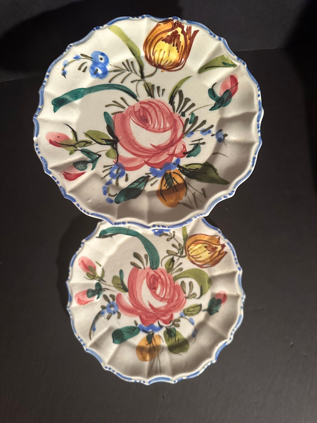 Hand Painted Italian Renaissance Floral Plates - Set of Two - 7.5 ...
