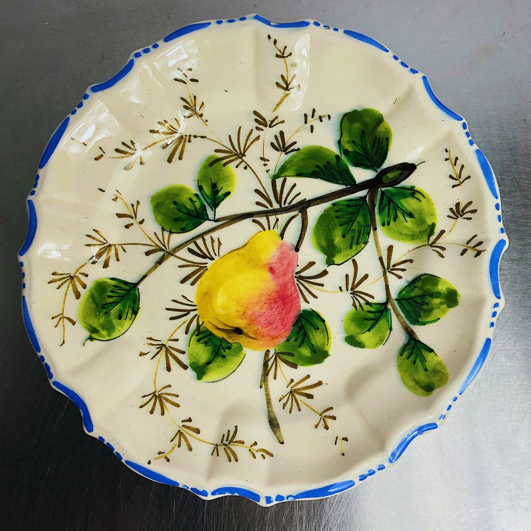 Hand Painted Italian Renaissance Fruit Plates - 3 Pear, 1 Cherry - 8 ...