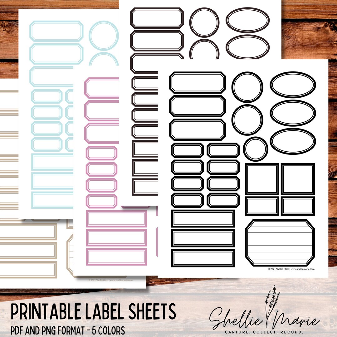 Blank Labels, Digital, 5 Sheets, Black, Brown, Tan, Teal, Pink, Junk ...