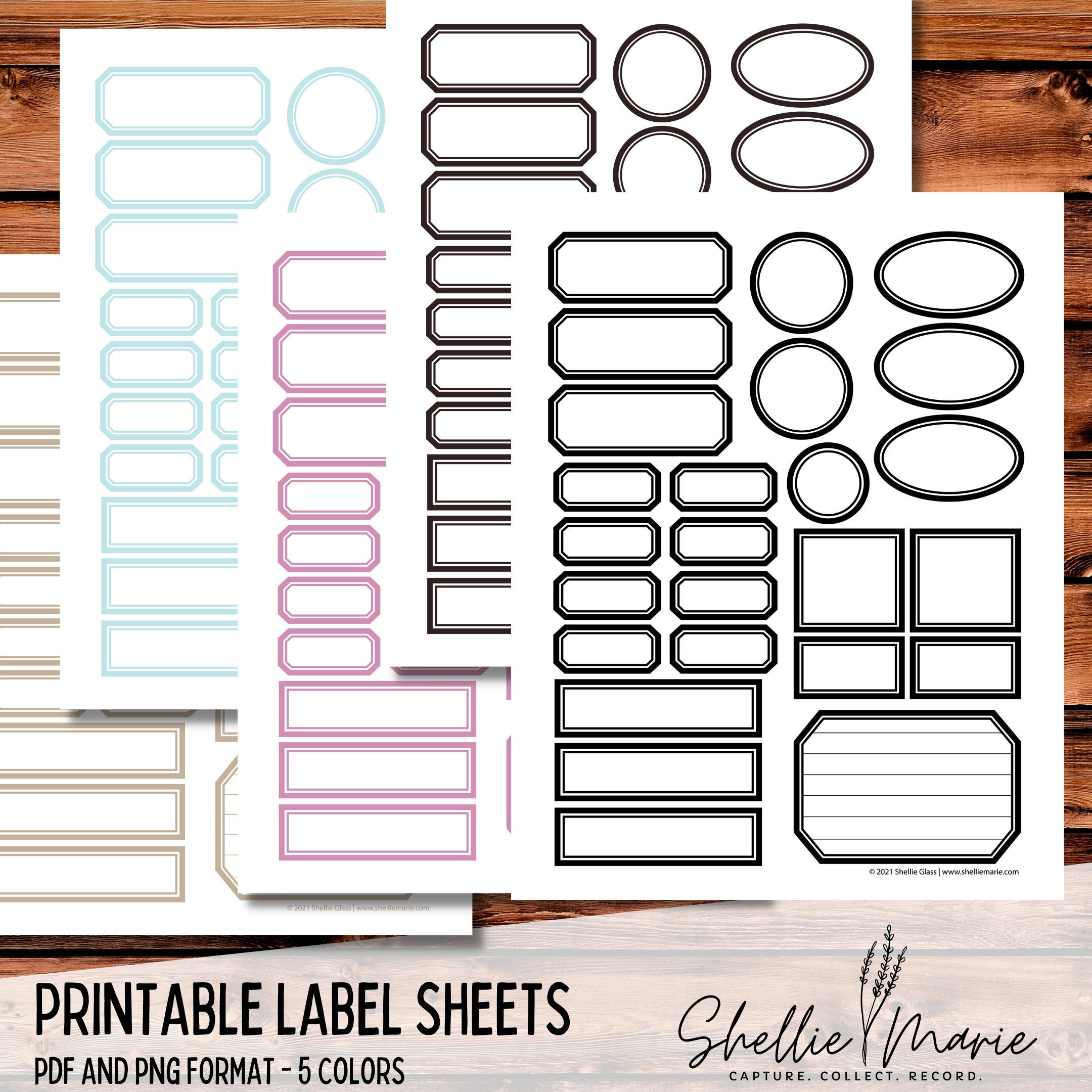 Blank Labels, Digital, 5 Sheets, Black, Brown, Tan, Teal, Pink, Junk ...