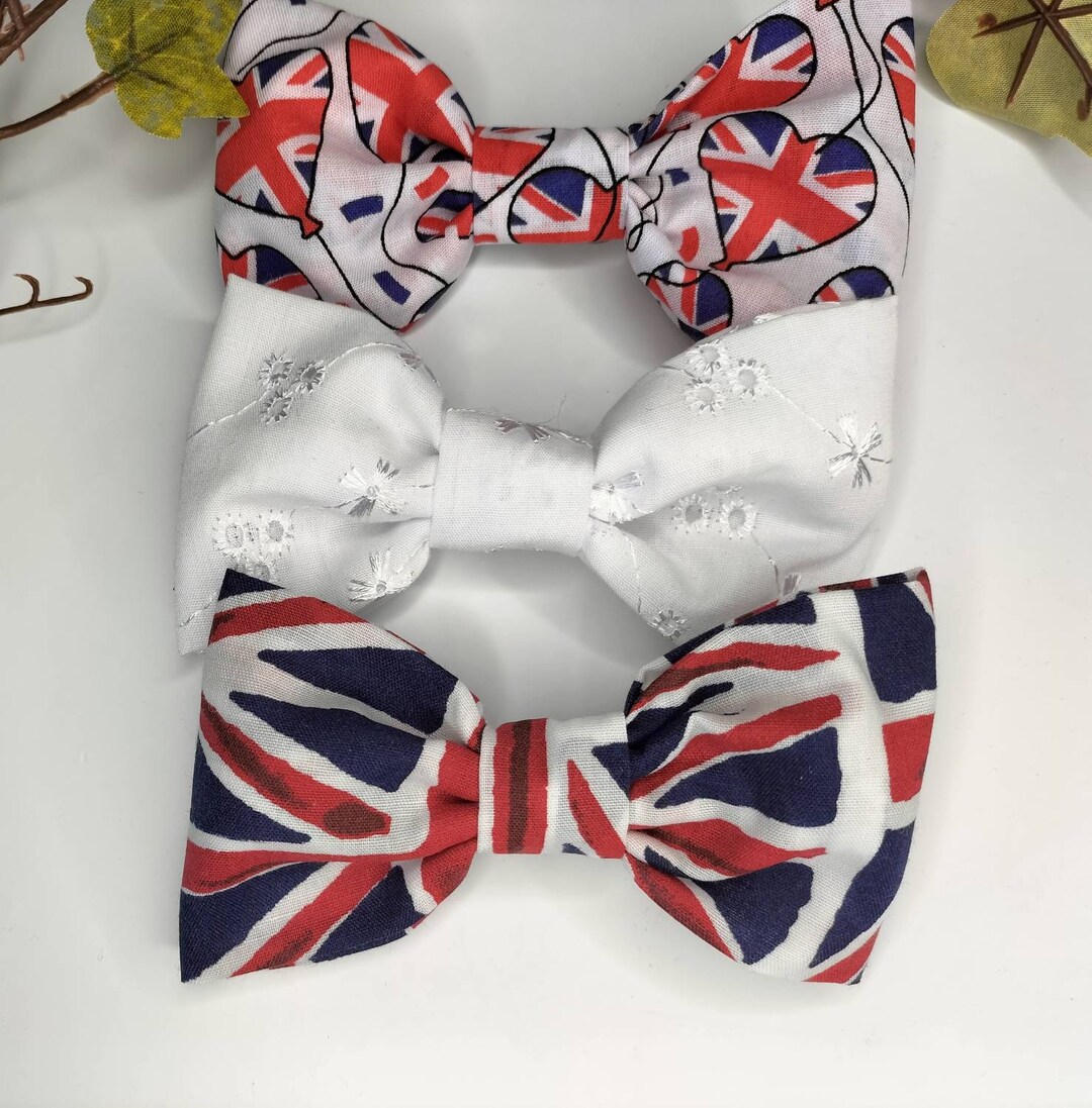 3 Hair Bows. Coronation Bows. Hair Accessory. Bows. Union Jack Bows ...