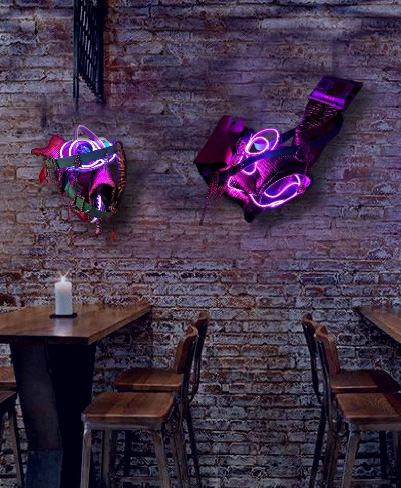 Abstract Neon Wall Art/ Metal Neon Art / Neon Art/ Industrial Light ...