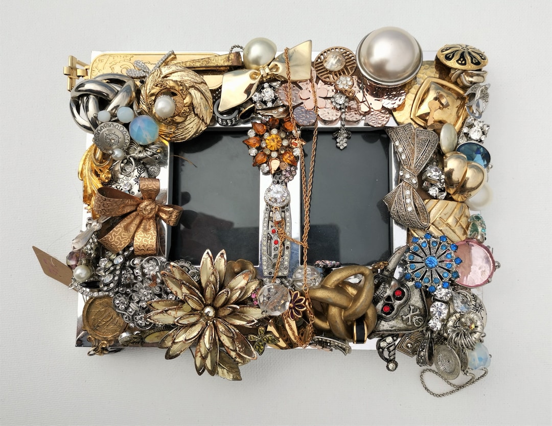 Upcycled Reclaimed Jewellery Frame/ Double Picture Frame / Jewellery ...