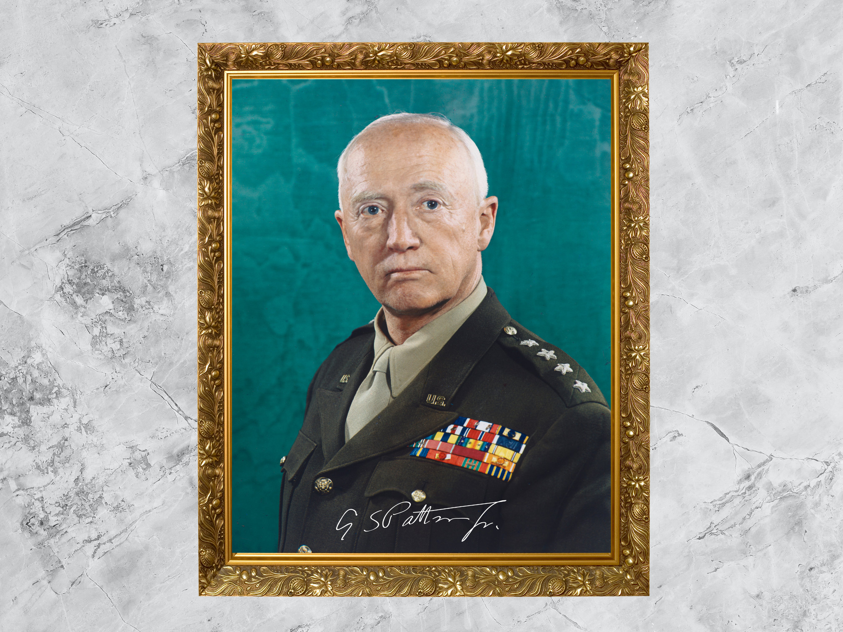 General George Patton Portrait W/ Signature Reproduction - Etsy