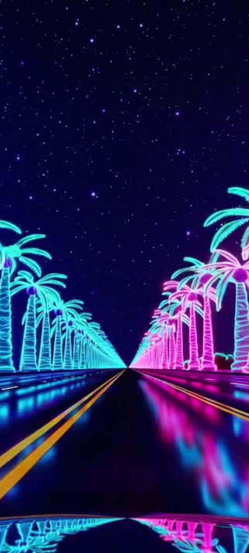 Neon Palm Drive Screensaver: 80s Vaporwave Animation, Digital Download ...