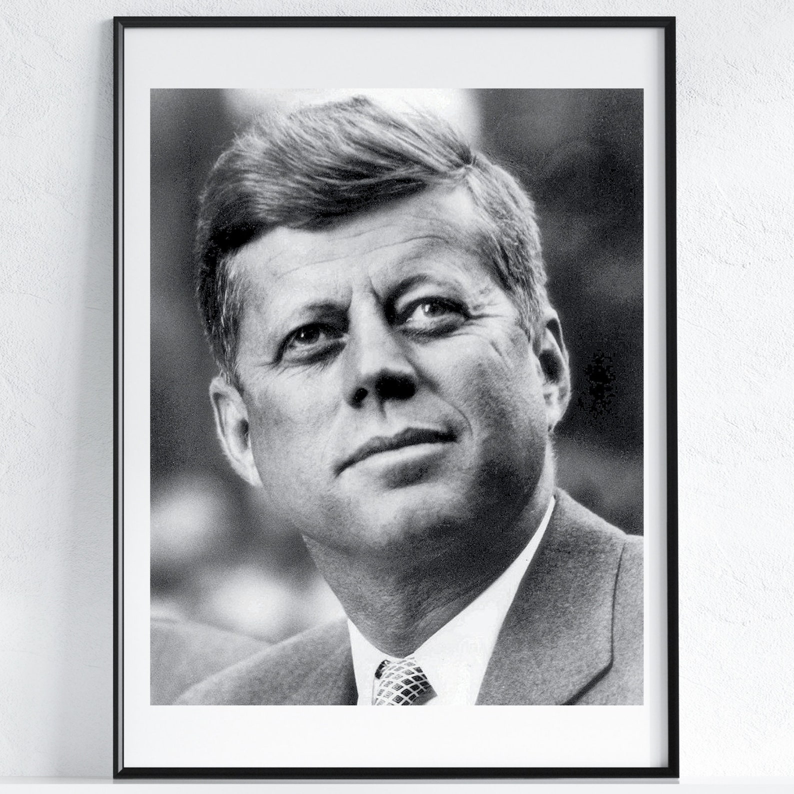 PRINTABLE John F. Kennedy Portrait Black and White Digital - Etsy
