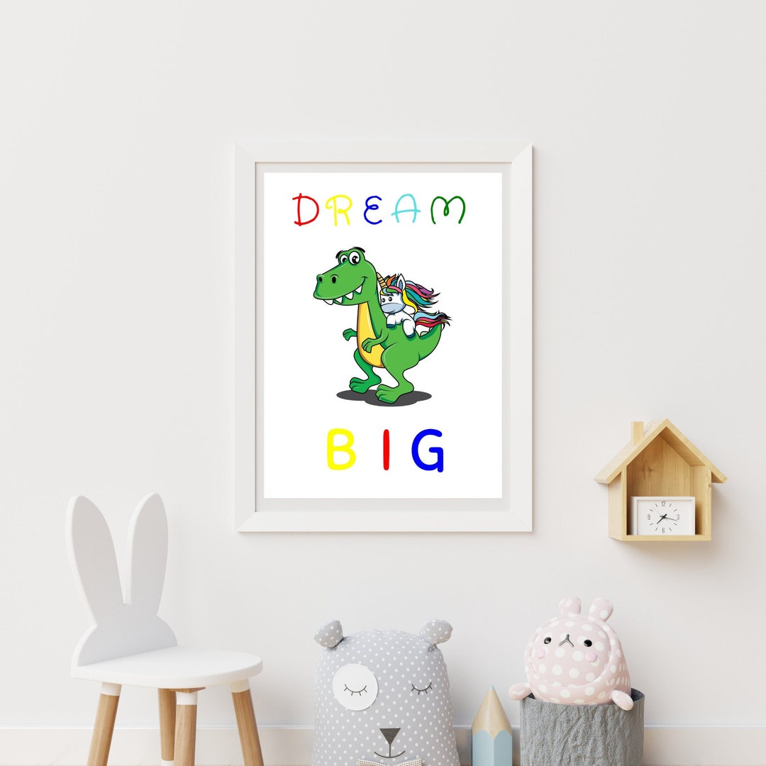 Dinosaur and Unicorn Printable Poster Classroom Wall Décor - Etsy