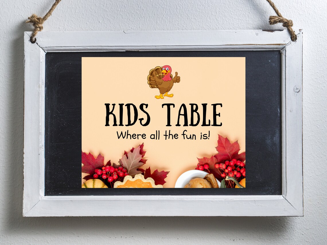 Thanksgiving Kids Table Sign Kids Table Decorations - Etsy