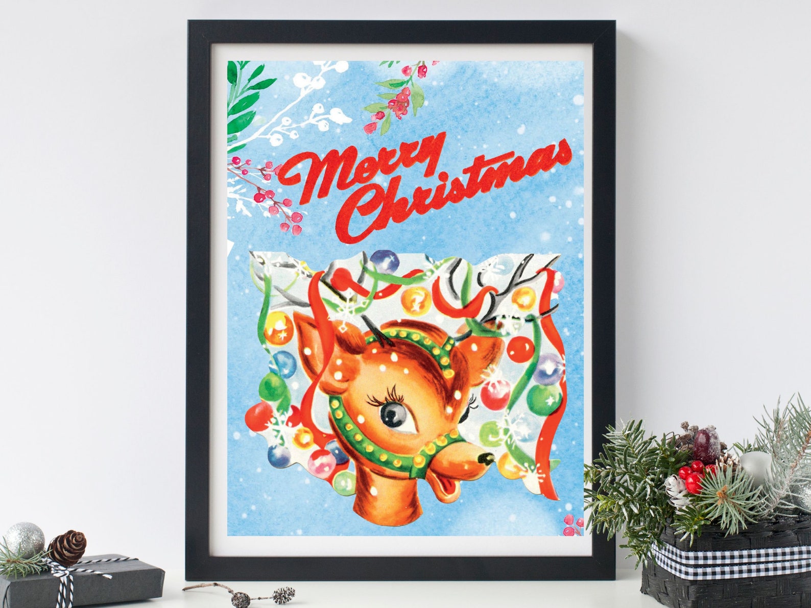 PRINTABLE Christmas Decor Vintage Merry Christmas Sign With - Etsy