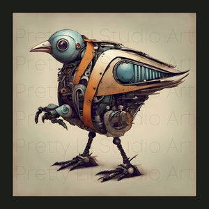 Cyberpunk Bird Digital Art Gift for Gamer Computer Geek, Retro Futurism ...