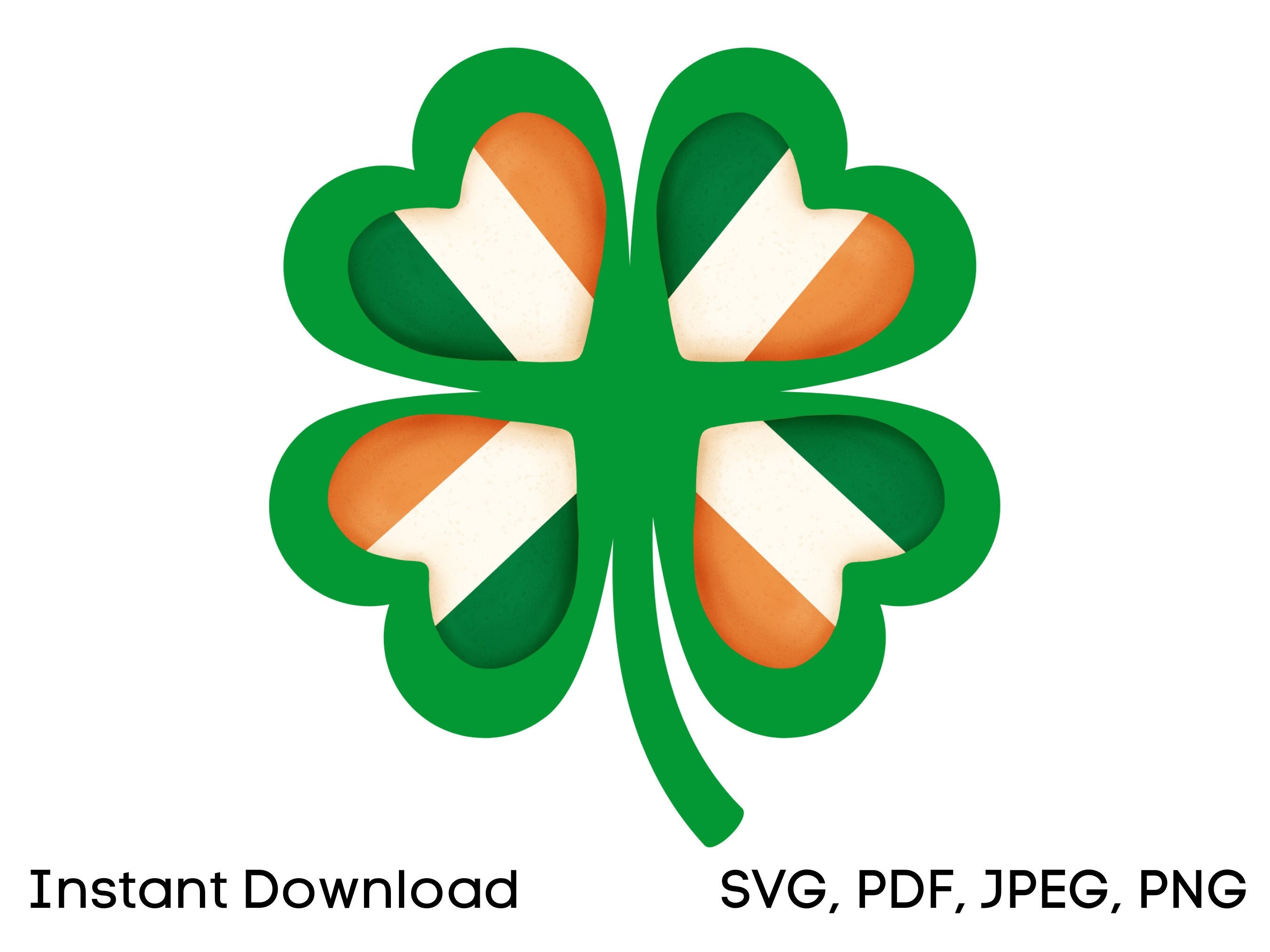 Shamrock With Irish Flag SVG, St. Patrick's Day Clip Art, 4 Leaf Clover ...