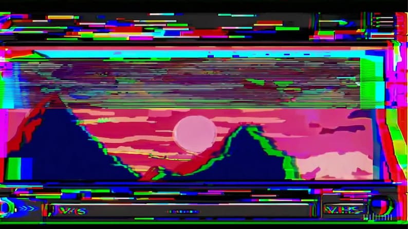 Retro VHS Glitch Sunset Screensaver: 80s Vaporwave Wallpaper - Etsy