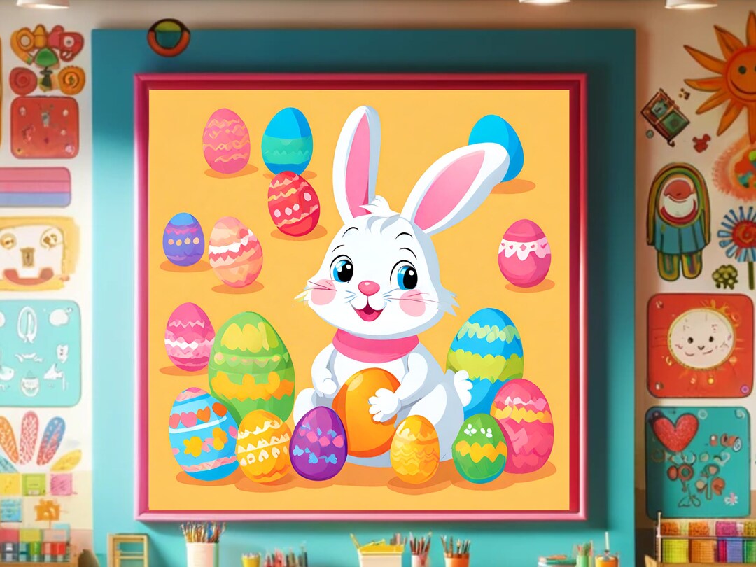Easter Bunny With Easter Eggs Poster for DIY Decorations, Best Easter ...