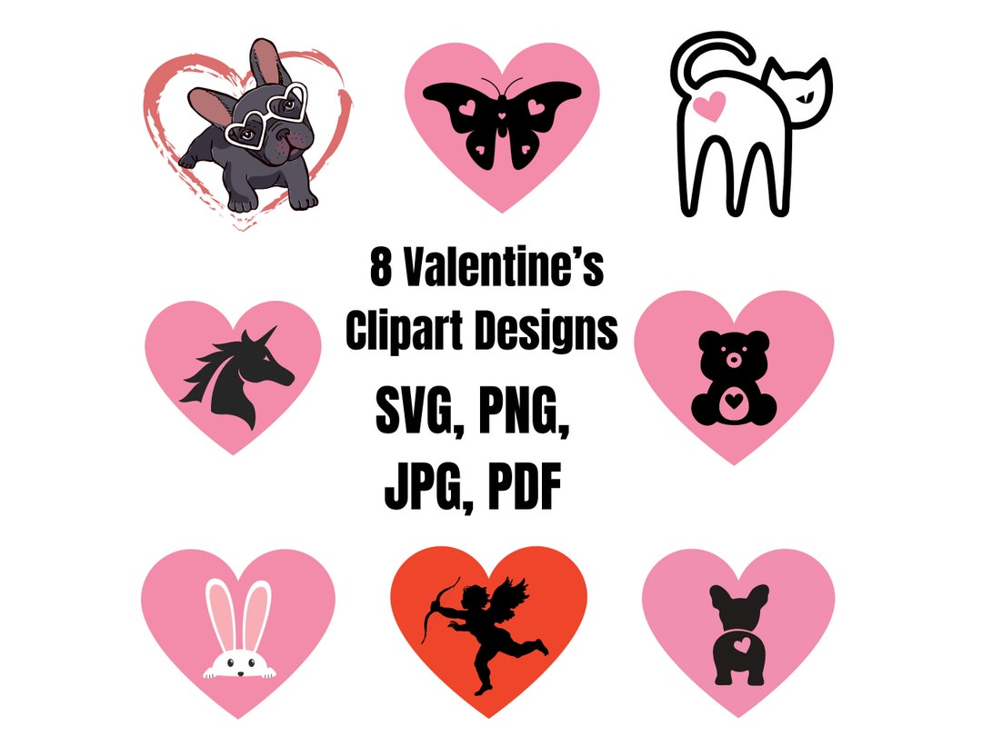 Valentines Clip Art Bundle, 8 Unique Valentine's Day Gift Clipart ...