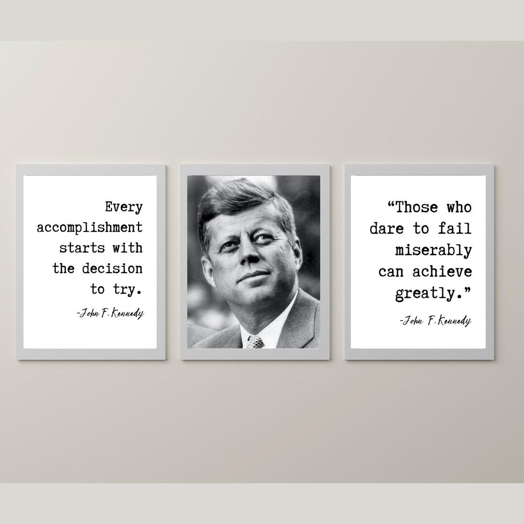 JFK Portrait & Quote Print Set: Inspirational Wall Art (digital ...