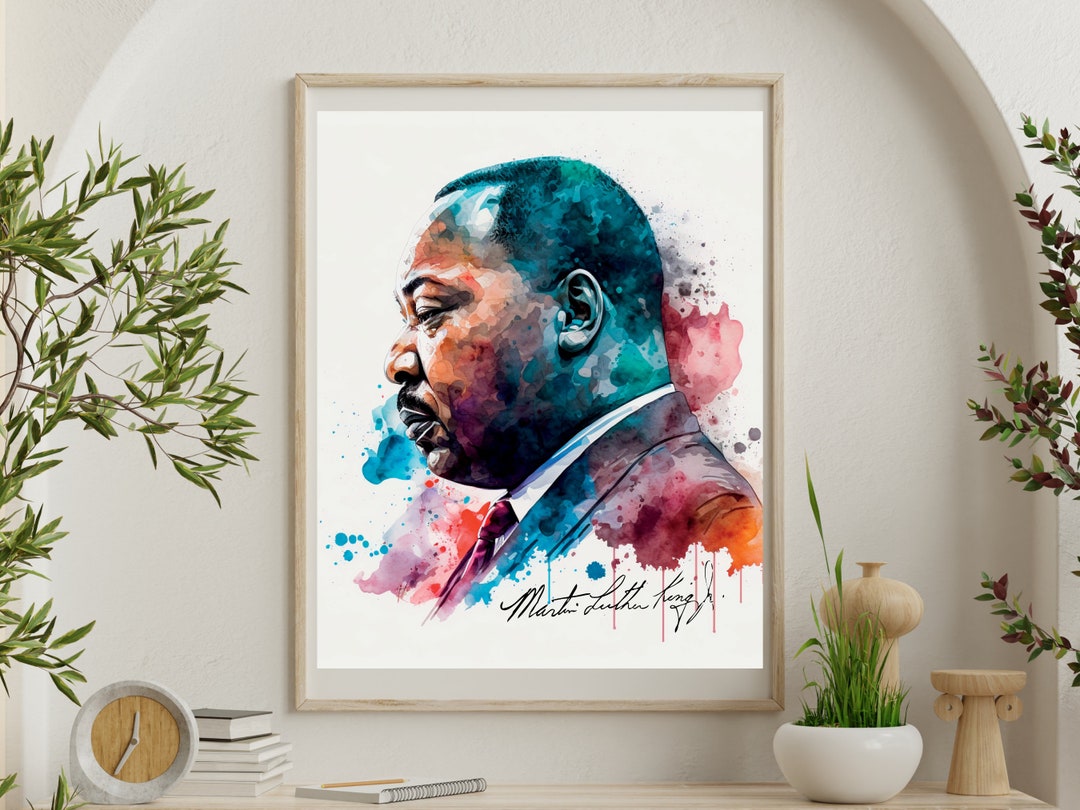 MLK Watercolor Portrait: Black History Month Classroom Decor (digital ...