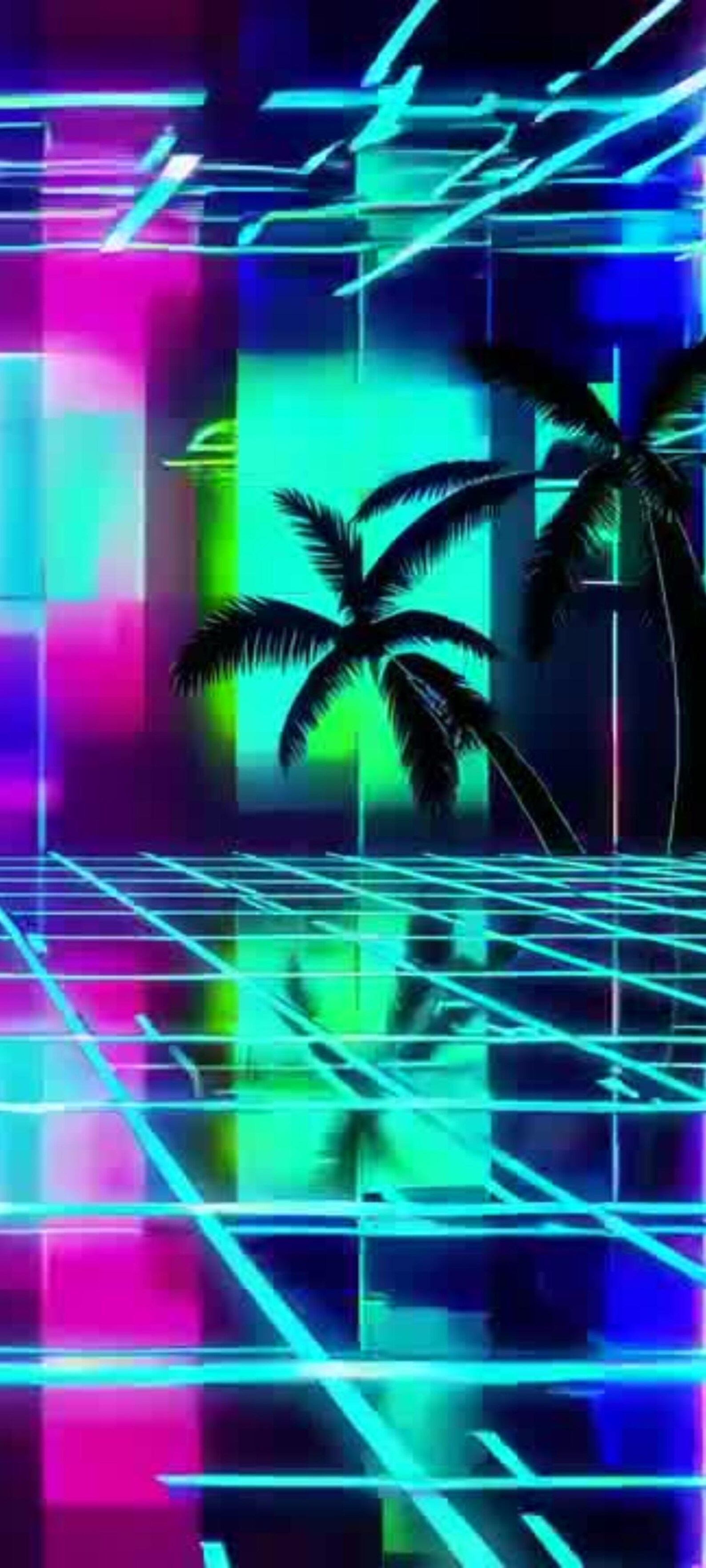 80s Neon Palm Tree Screensaver: Samsung Frame TV Art (digital Download ...